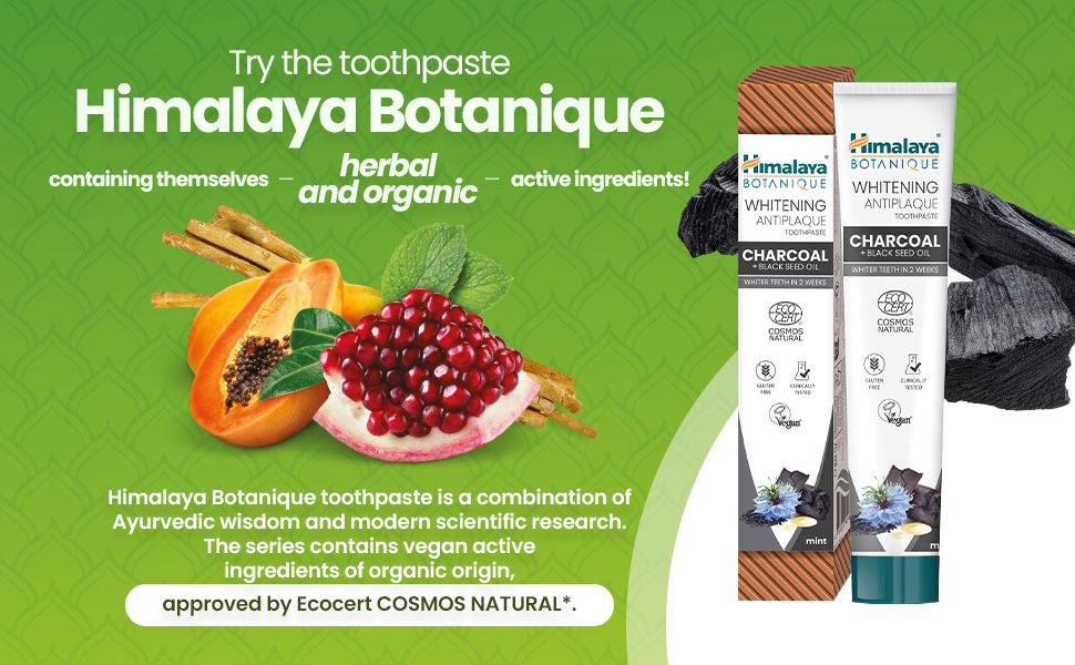 Himalaya Botanique Whitening Antiplaque Toothpaste Charcoal + Black Se ...