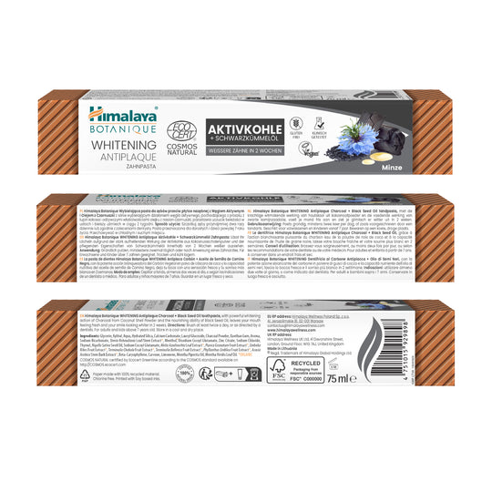 Himalaya Botanique Whitening Antiplaque Toothpaste Charcoal + Black Se ...